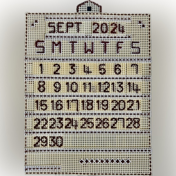 Accents | Vintage Monthly Calendar Plastic Canvas Needlepoint Swappable ...